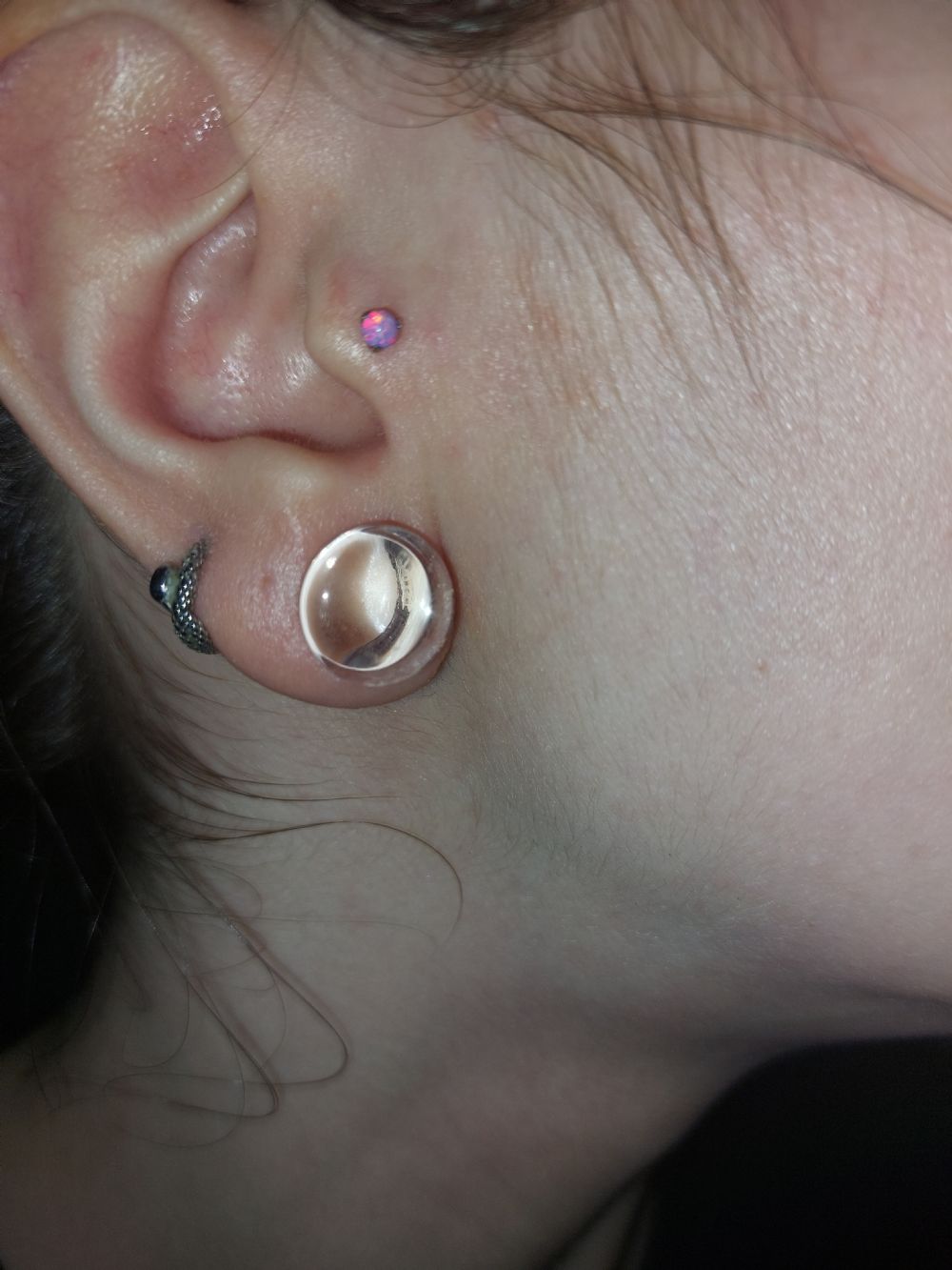 Titanium Threadless Ends With Synthetic Opals Stone