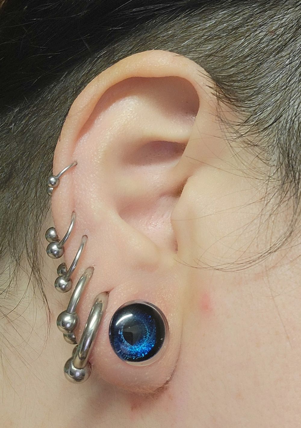 Quality Single Flare Blue Celestial Vortex Glass Plugs