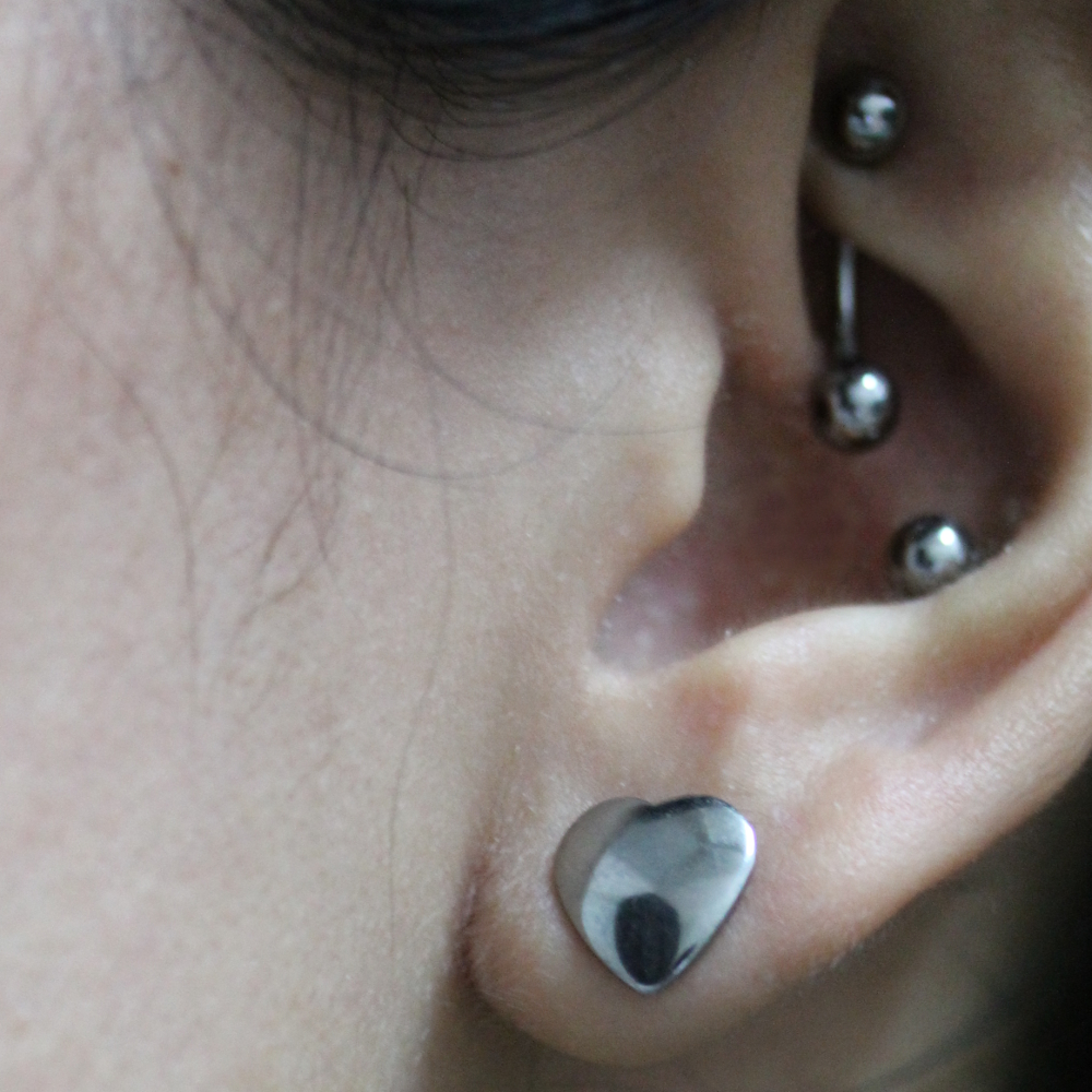 Custom Order Titanium Heart Flatback Plug