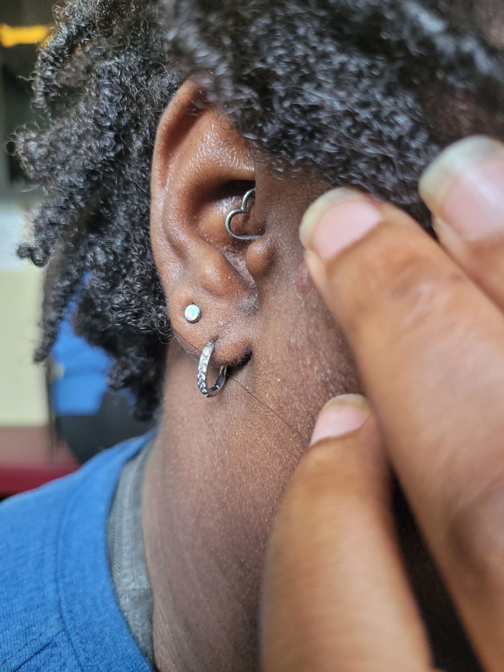 Titanium Gemmed Huggie Earrings For Lobe Piercing
