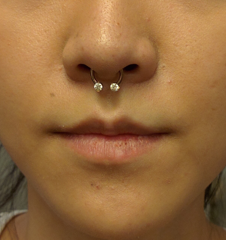 Custom Order Titanium Septum Ring With Prong Set Threaded Ends