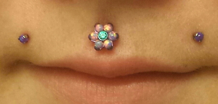 Custom Order Titanium Flatback Labret With Gemmed Flower