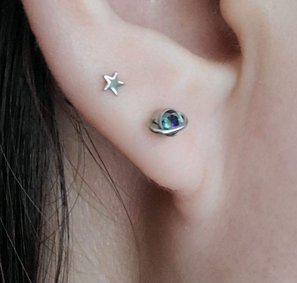 Custom Order Titanium Gemmed Planet Ends