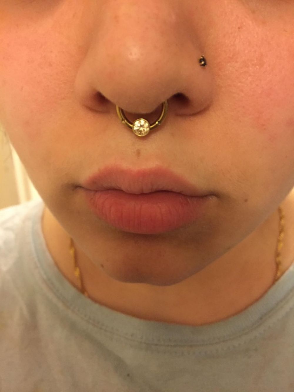 Custom Order Titanium Septum Ring With Gemmed Bezel (no Threaded Ends)