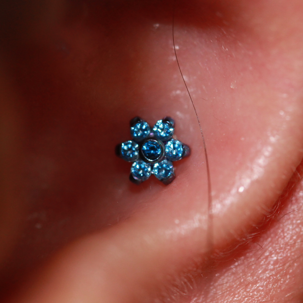 Custom Order Titanium Gemmed Flower End