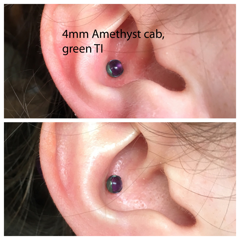 Custom Order Titanium Flatback Labret With Prong Set Cabochon