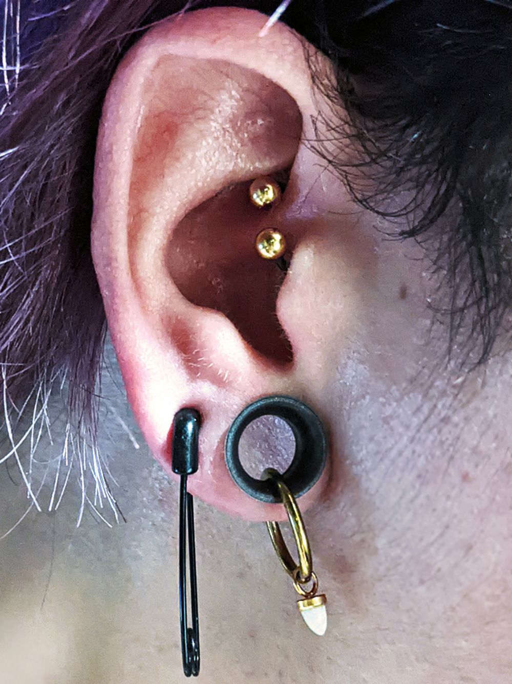 Steel Gold And Rose Gold Colored Threaded Balls