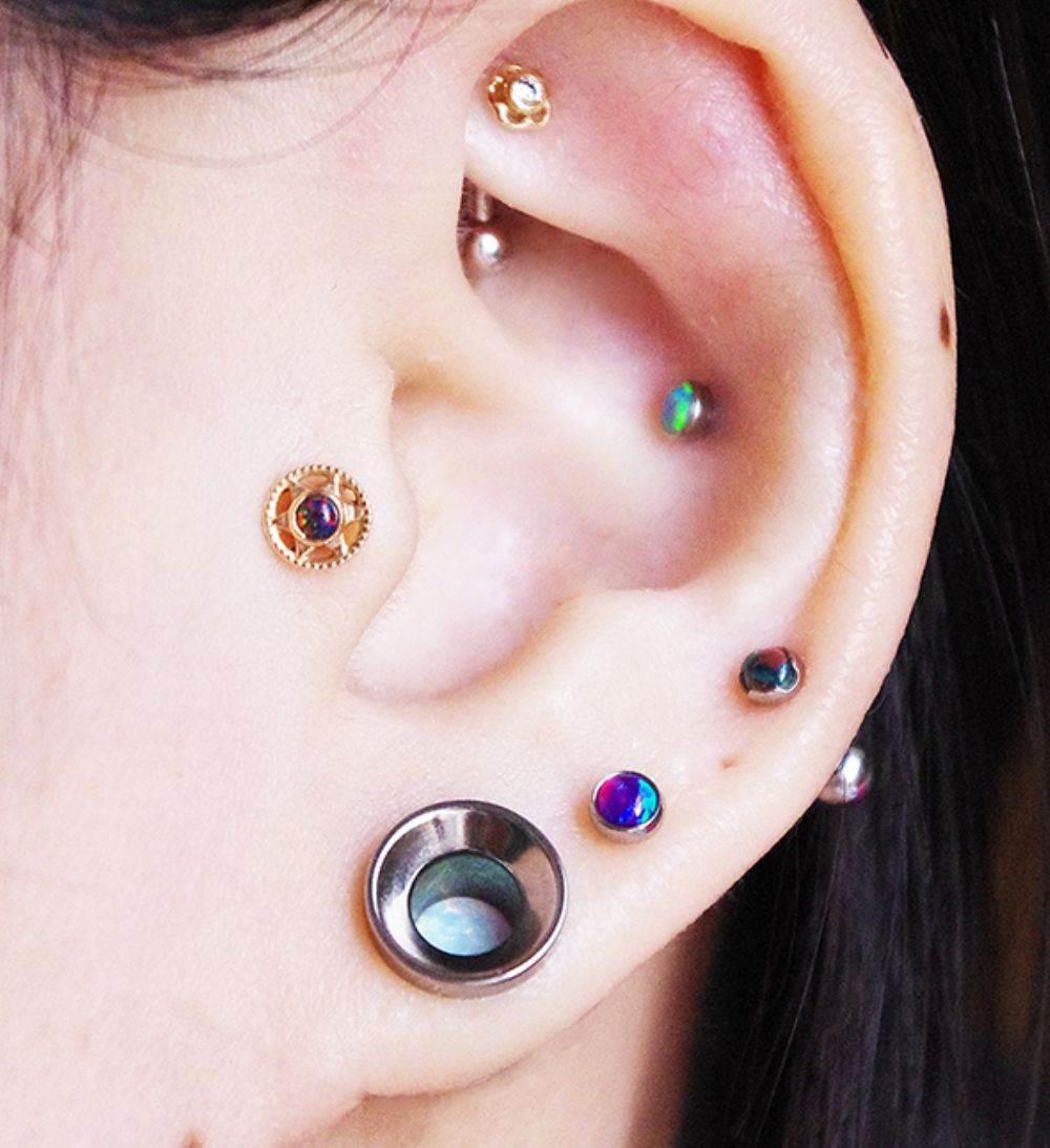 Custom Order Titanium Floating Gem Opal Eyelet