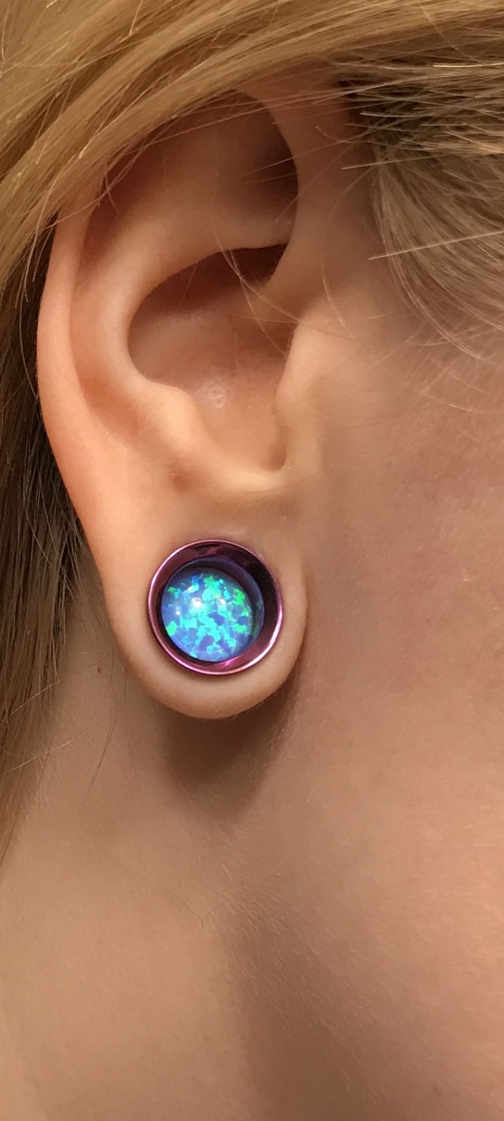 Custom Order Titanium Floating Gem Opal Eyelet
