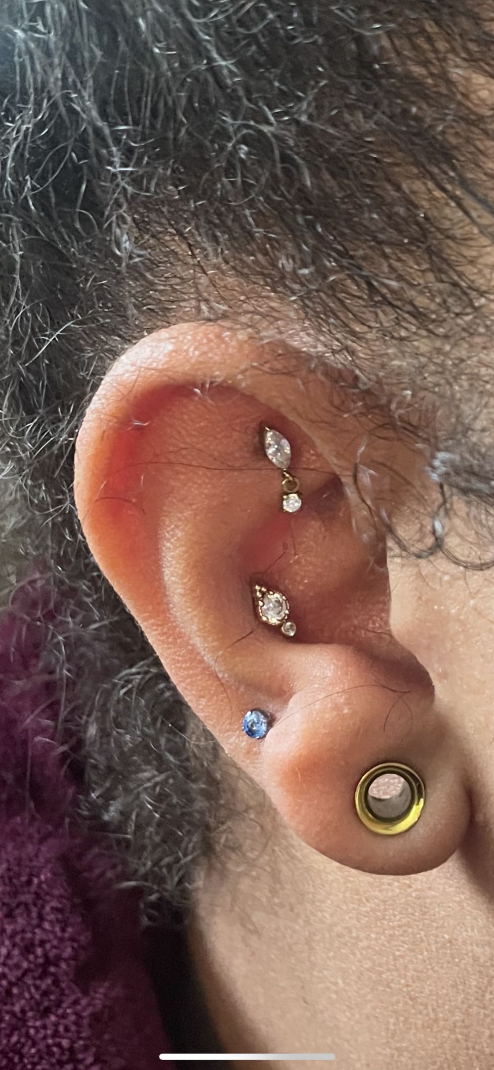 Titanium Marquise Threadless End With Round Dangle