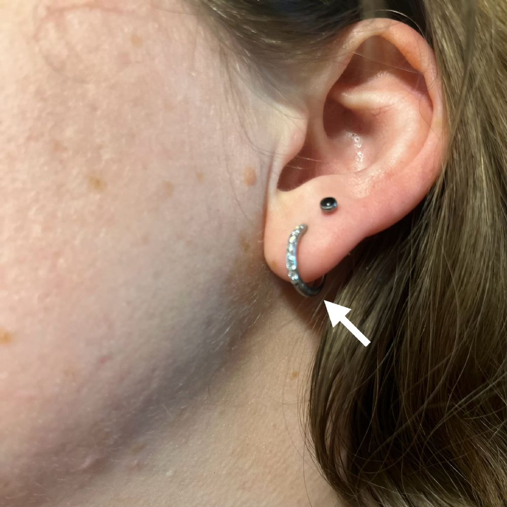 Titanium Gemmed Huggie Earrings For Lobe Piercing