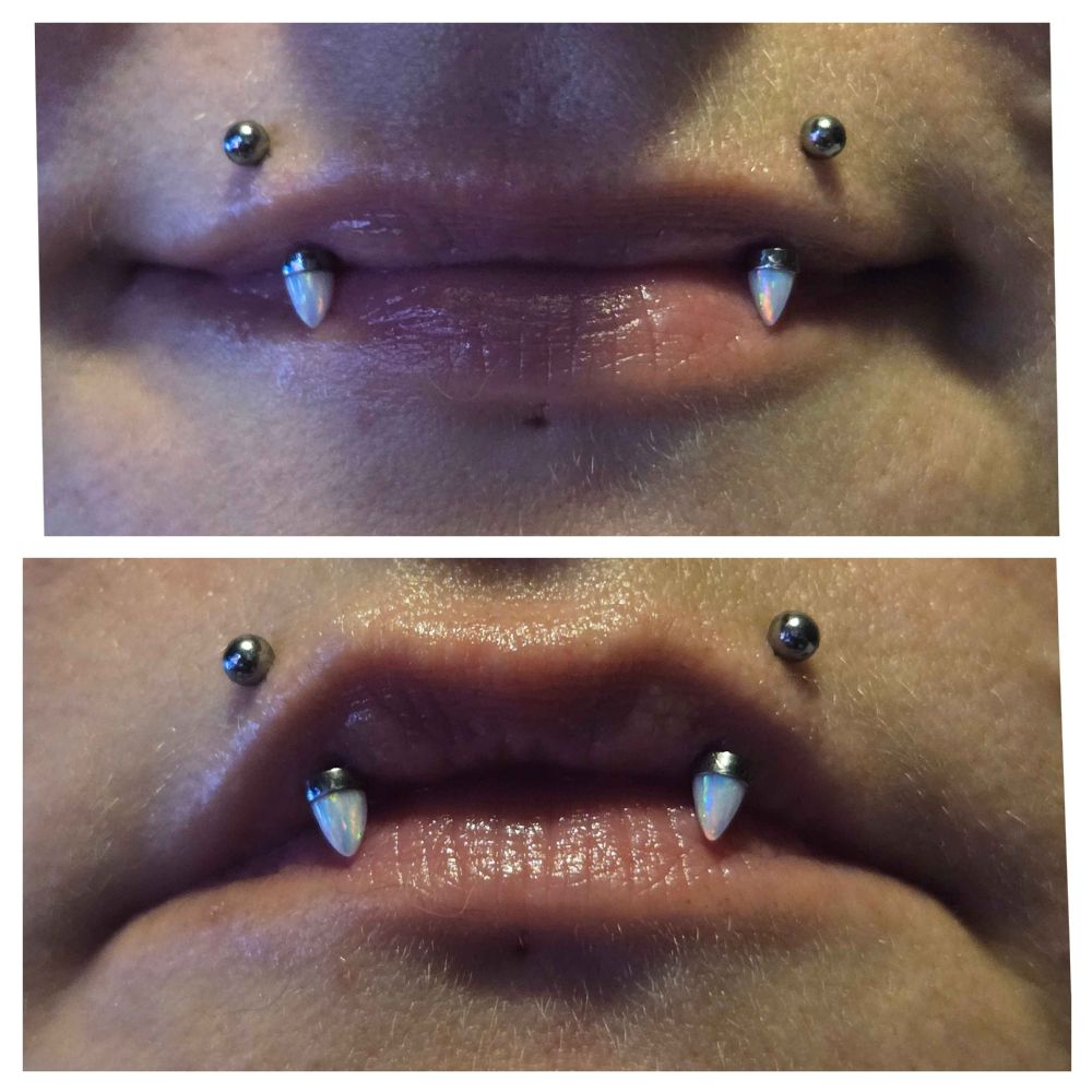 Titanium Straight Barbell With Synthetic Opals