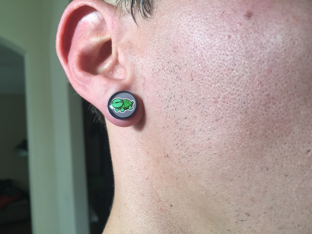 Single Flare Turtle With Mustache And Monocle Plugs