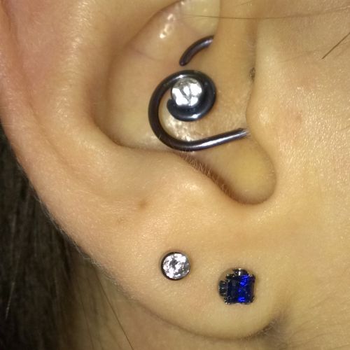 Custom Order Titanium Flatback Labret With Princess Cut Gem