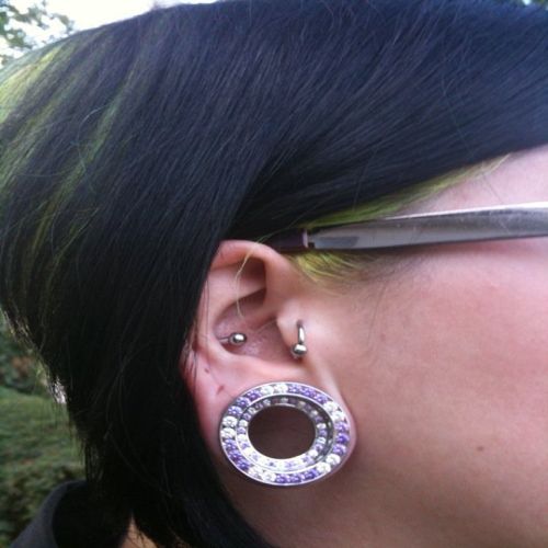 Custom Order Steel Double Orbit Gemmed Eyelet