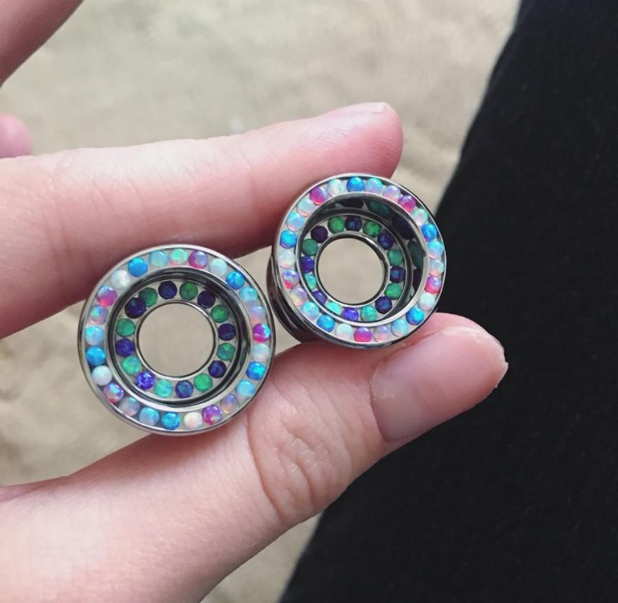 Custom Order Titanium Double Orbit Gemmed Eyelet