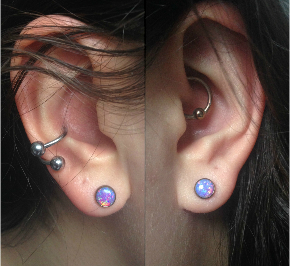 Custom Order Titanium Flatback Labret With Bezel Set Cabochon