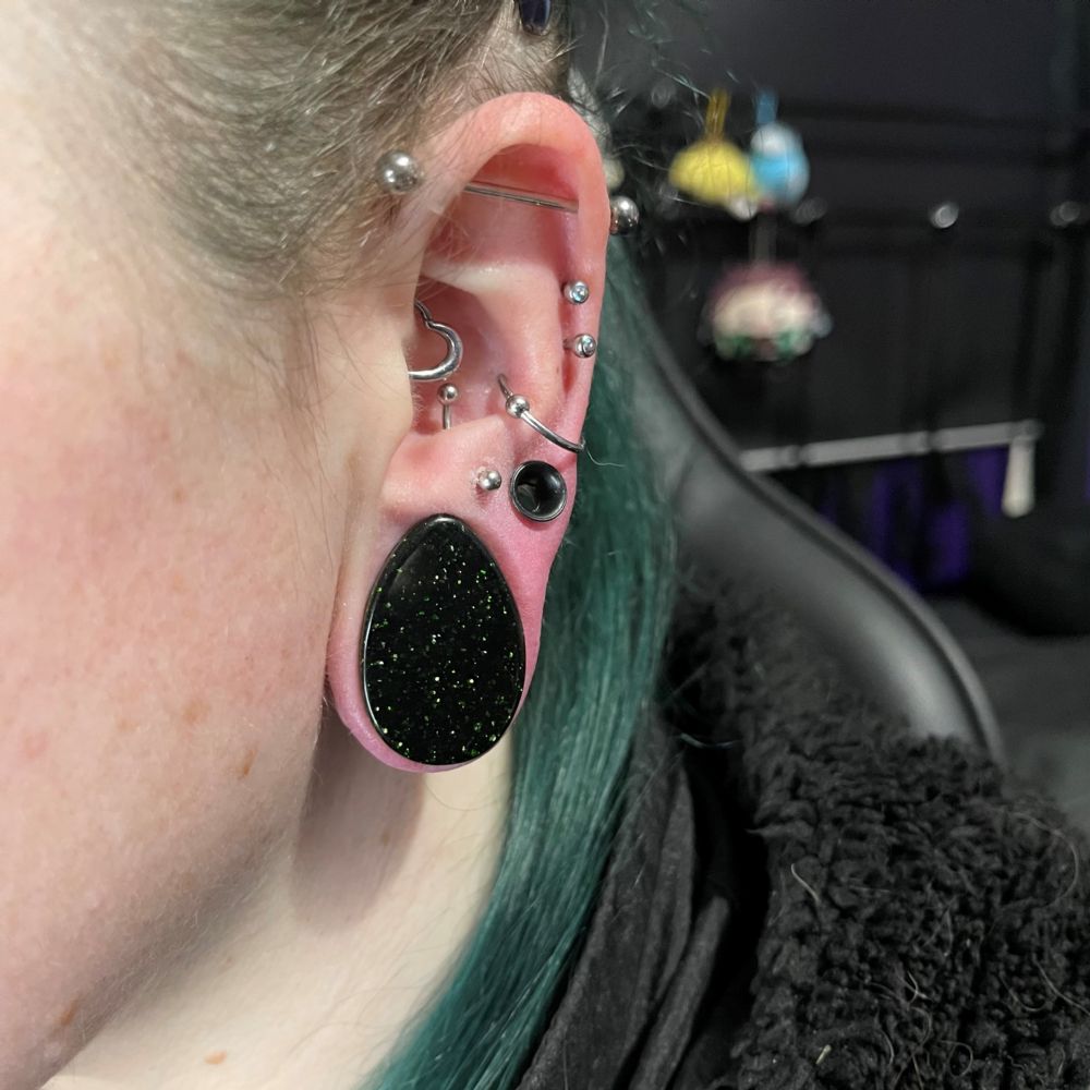 Stone And Glass Teardrop Plug | Pear Gauges