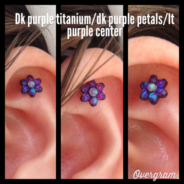 Custom Order Titanium Flatback Labret With Gemmed Flower