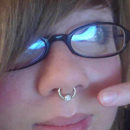 Custom Order Titanium Captive Ring With Bezel Set Faceted Gem