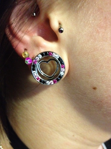 Custom Order Steel Gemmed Eyelet With Silver Heart