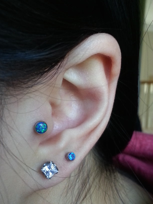 Custom Order Titanium Flatback Labret With Princess Cut Gem