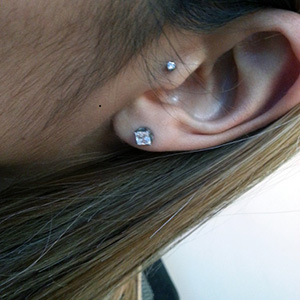 CUSTOM ORDER Titanium Flatback Labret with Faceted Prong Set Gem