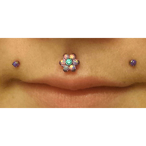 Custom Order Titanium Flatback Labret With Gemmed Flower