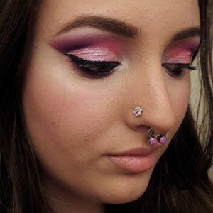 CUSTOM ORDER Steel Flatback Labret with Gemmed Flower