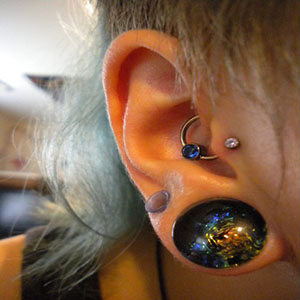 Custom Order Titanium Captive Ring With Bezel Set Faceted Gem