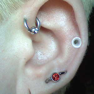 Custom Order Titanium Captive Ring With Bezel Set Faceted Gem