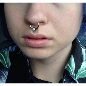 Custom Order Titanium Septum Ring With Gemmed Bezel (no Threaded Ends)