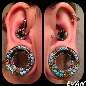 Custom Order Steel Double Orbit Gemmed Eyelet
