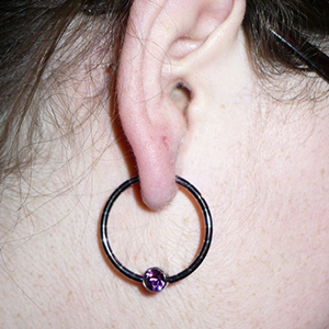 Custom Order Titanium Captive Ring With Bezel Set Faceted Gem