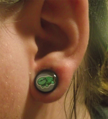 Single Flare Turtle With Mustache And Monocle Plugs